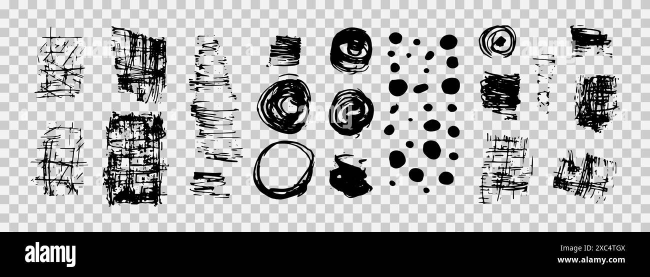 Set of hand drawn doodles and grungy circles. Grunge brushes ...
