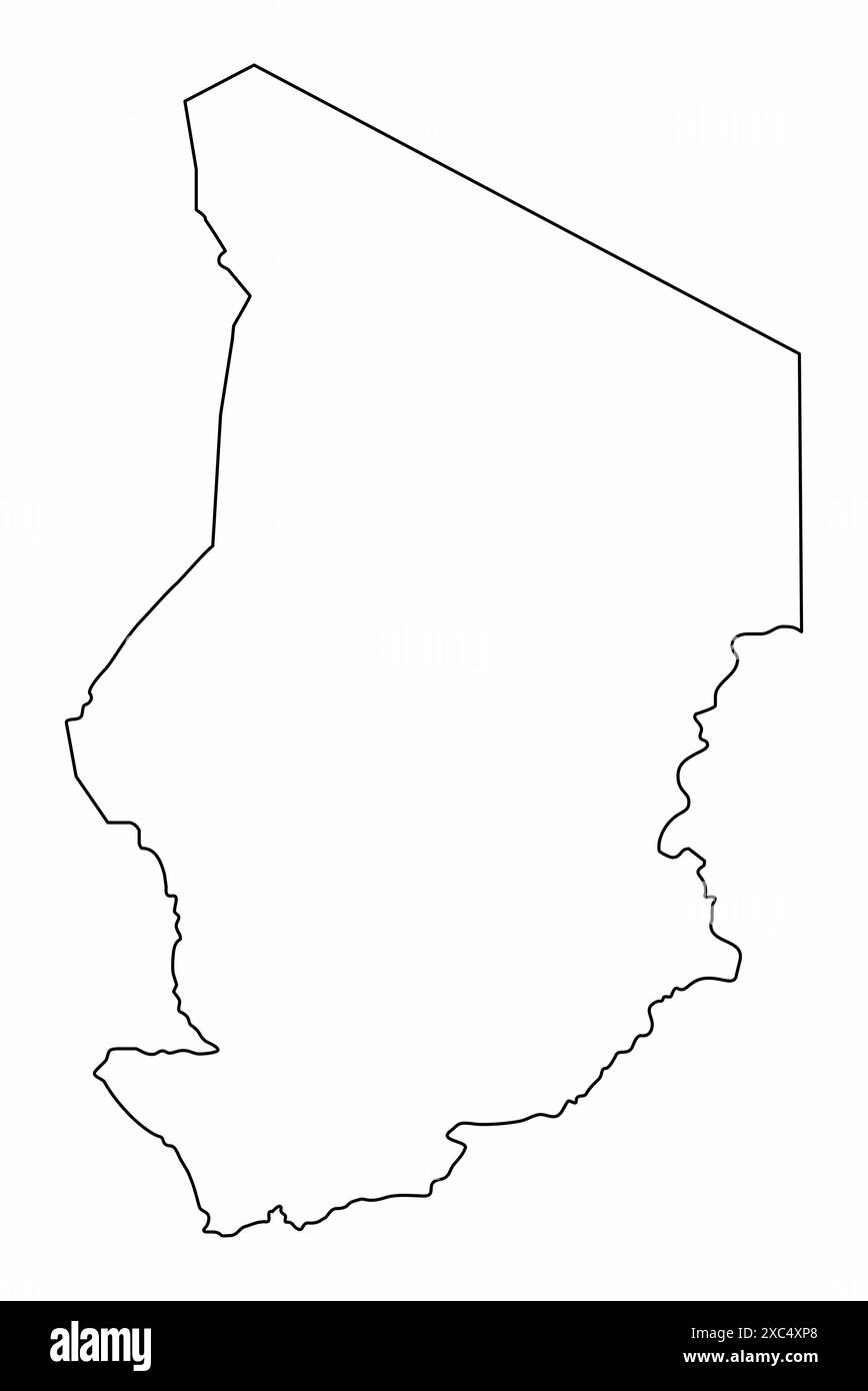 Chad outline map isolated on white background Stock Vector Image & Art ...