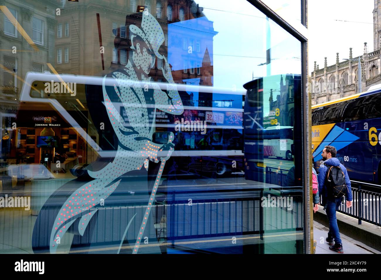 The logo of Johnnie Walker whisky on the window of Johnnie Walker ...
