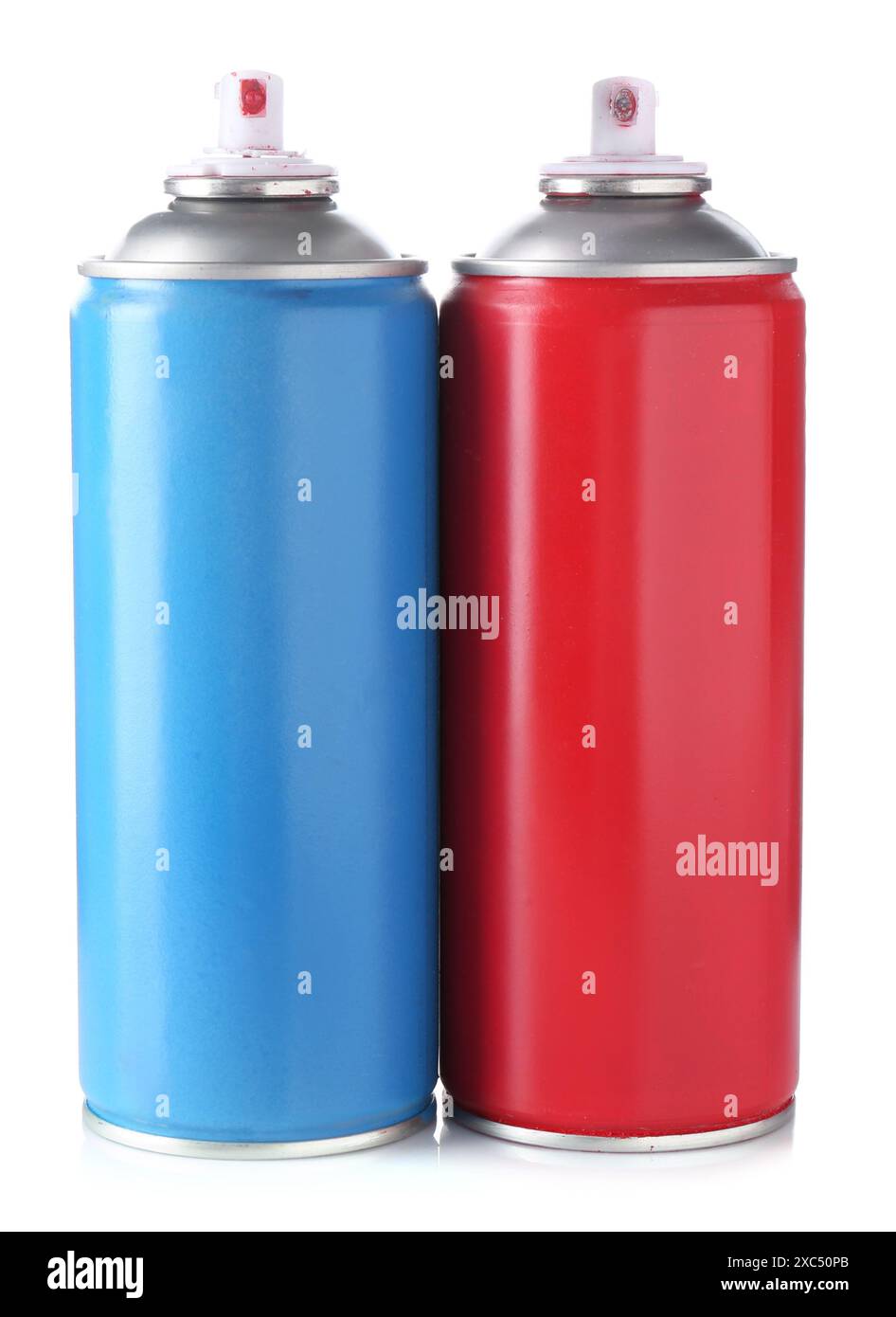 Two spray paint cans isolated on white Stock Photo - Alamy