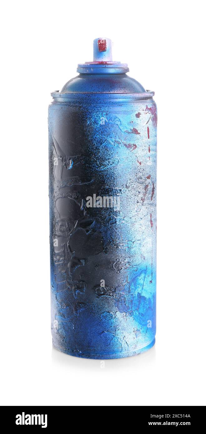 One can of bright spray paint isolated on white Stock Photo - Alamy