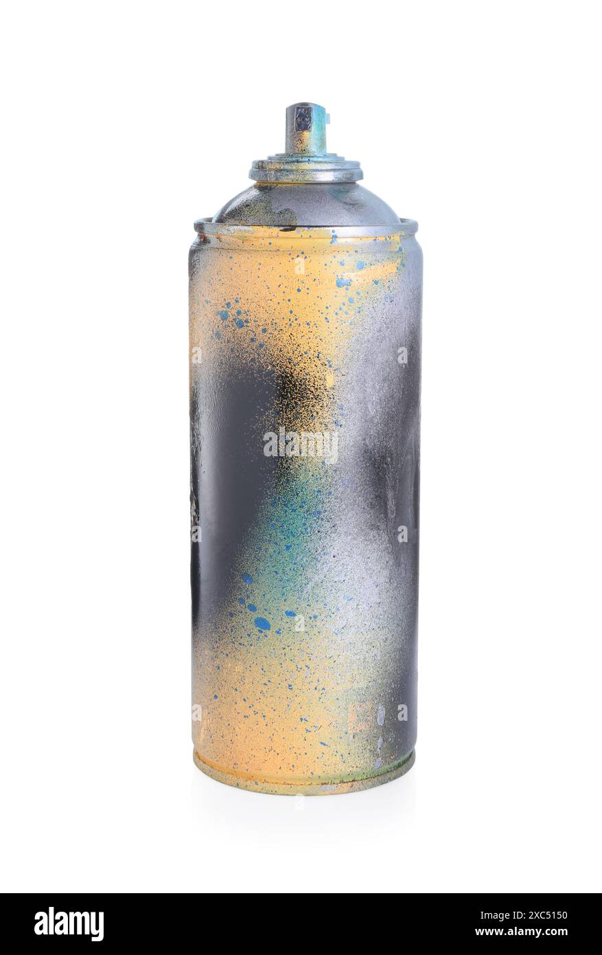 One can of bright spray paint isolated on white Stock Photo - Alamy