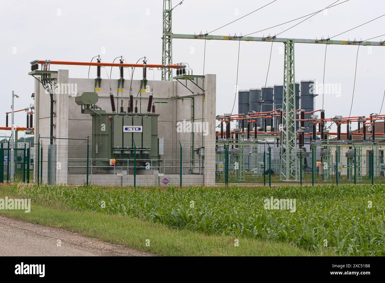 110/22 kV transformer house near the village of Spomysl near Melnik on ...