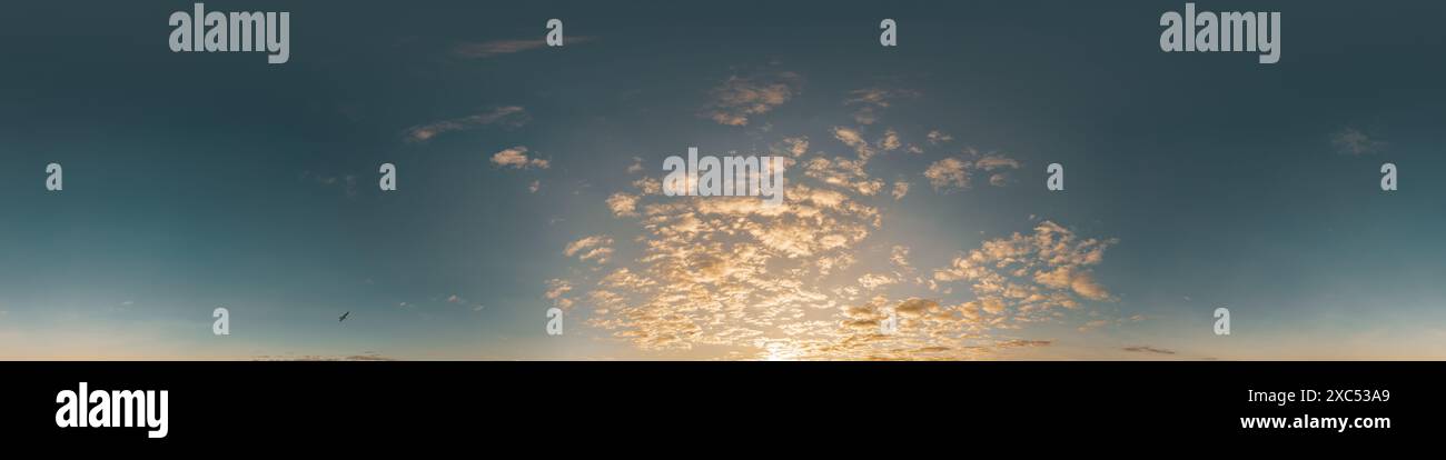 Dramatic Sunset sky 360 panorama. Vibrant sky with bright glowing red ...