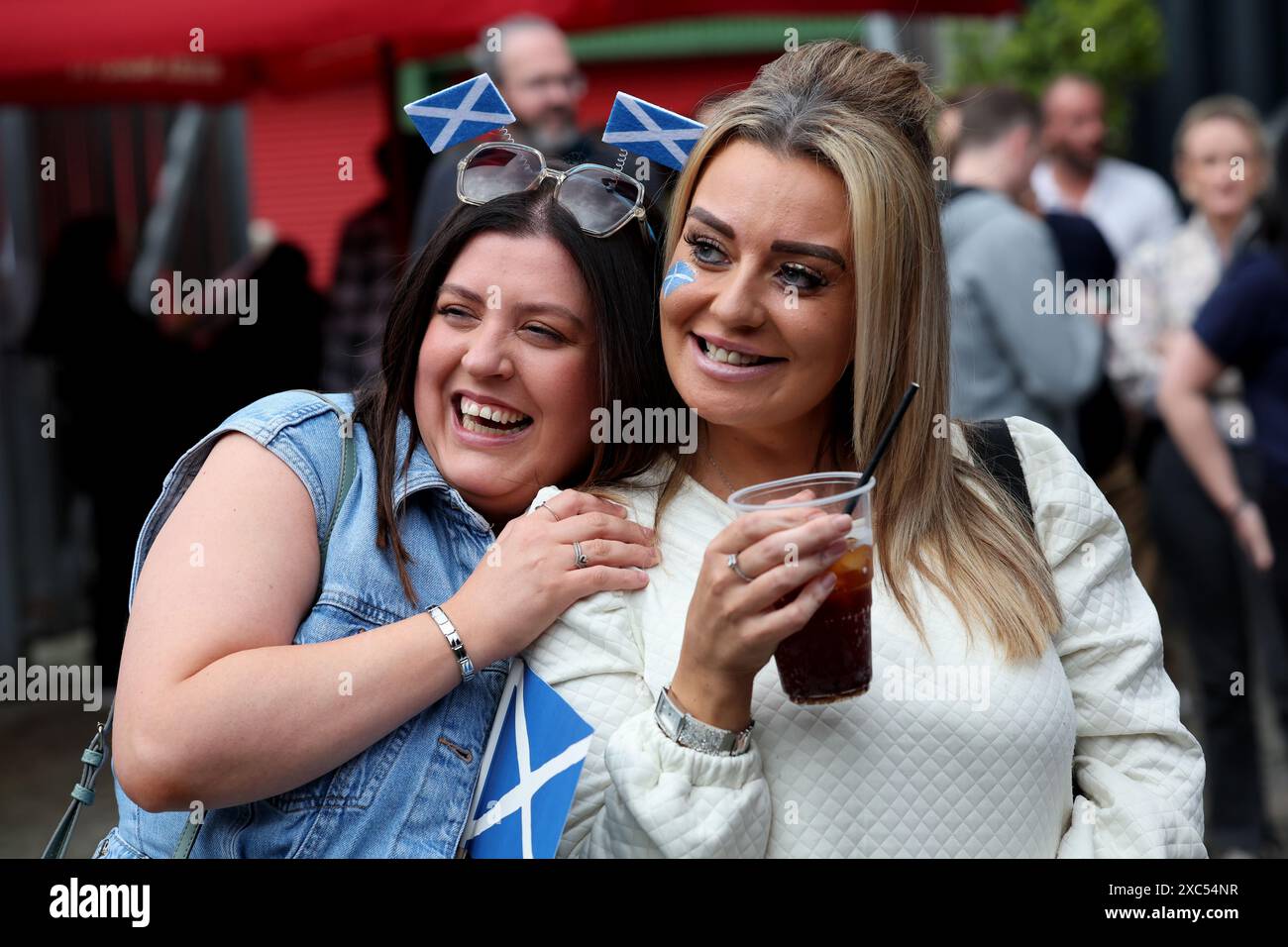 Scotland fans at the BAaD, Glasgow, before watching the UEFA Euro 2024 ...