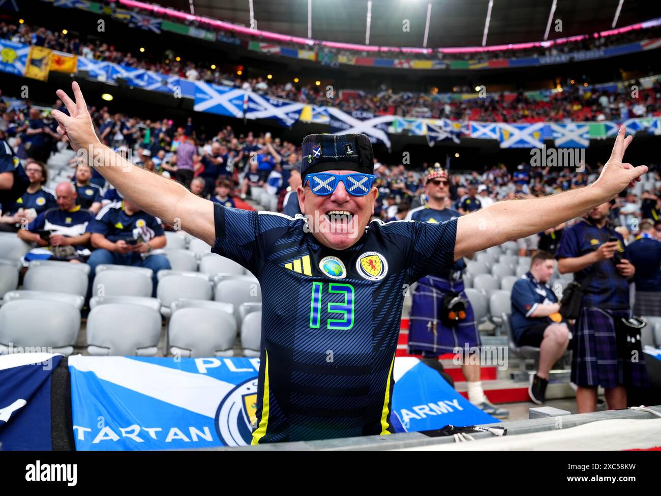 A Scotland fan in the stands ahead of the UEFA Euro 2024 Group A match ...