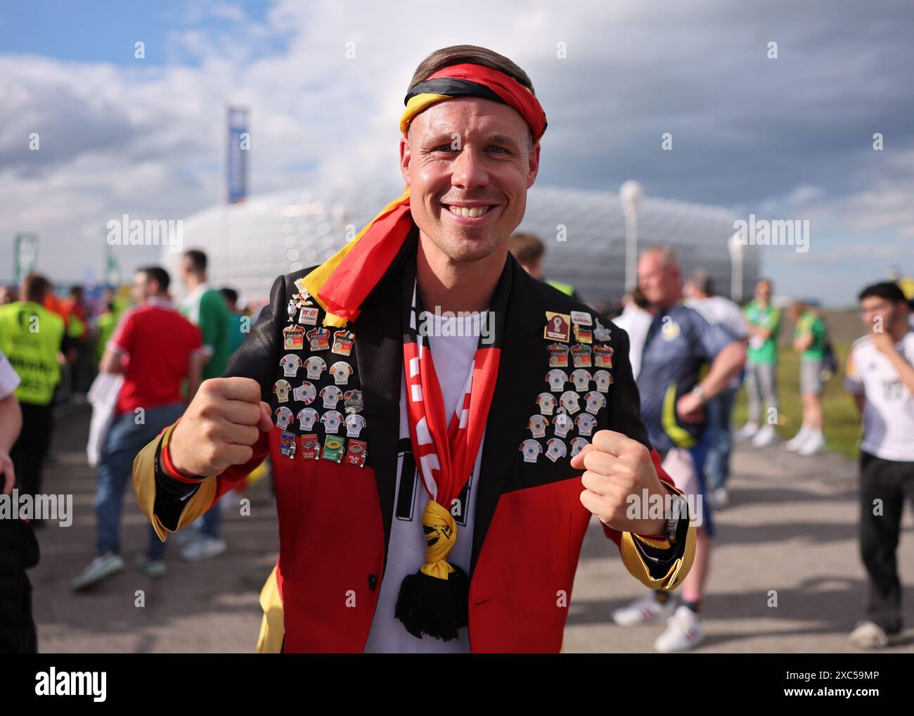 Munich, Germany, 14th June 2024. German fans arriving at the stadium ...
