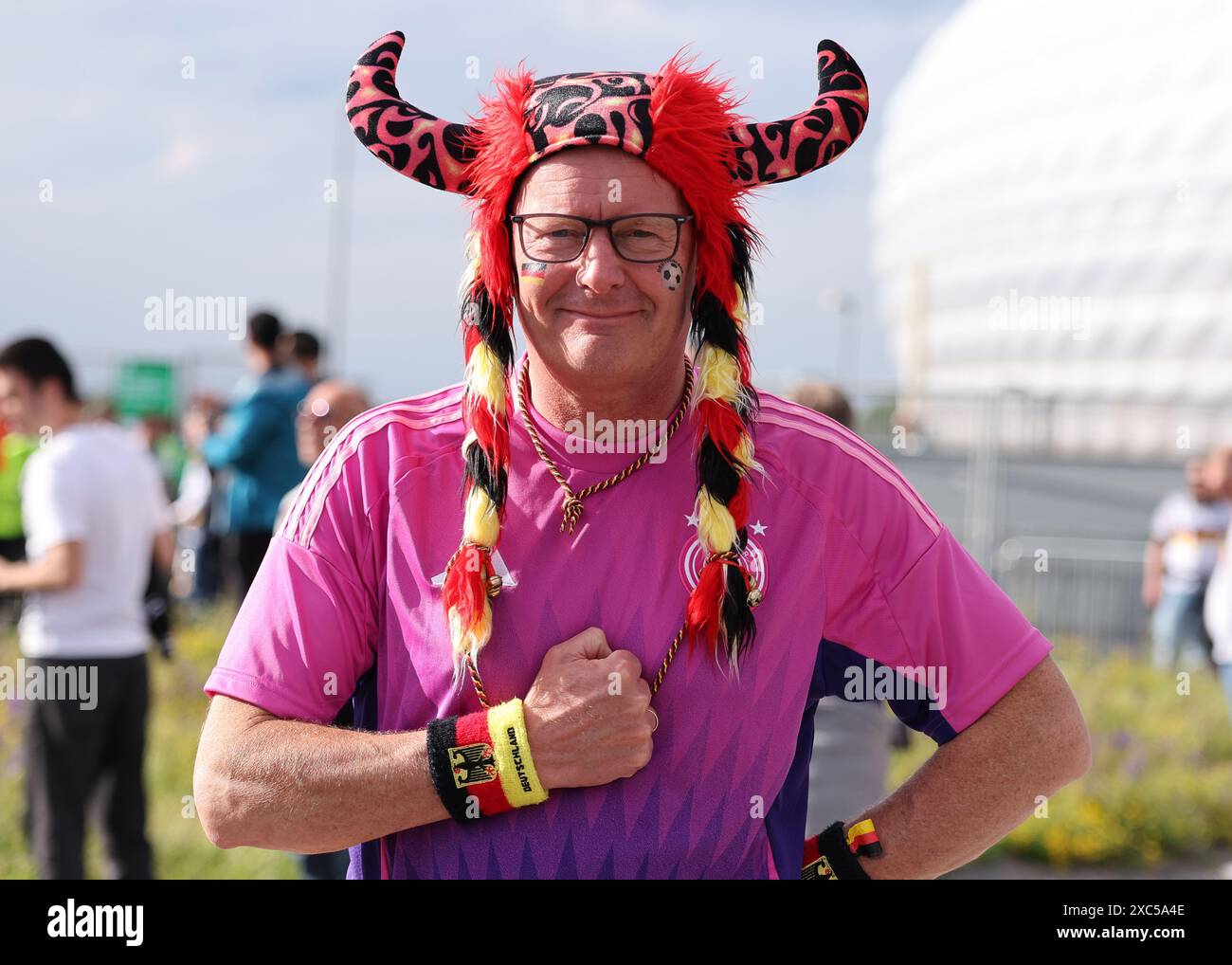 Munich, Germany, 14th June 2024. German fans arriving at the stadium ...
