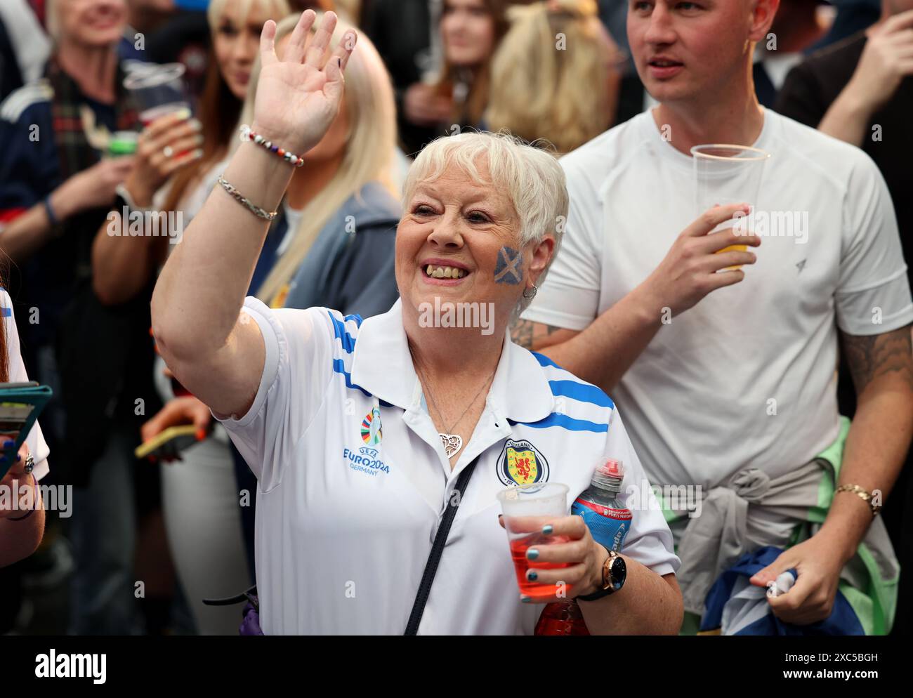 Scotland fans at the BAaD, Glasgow, before watching the UEFA Euro 2024 ...