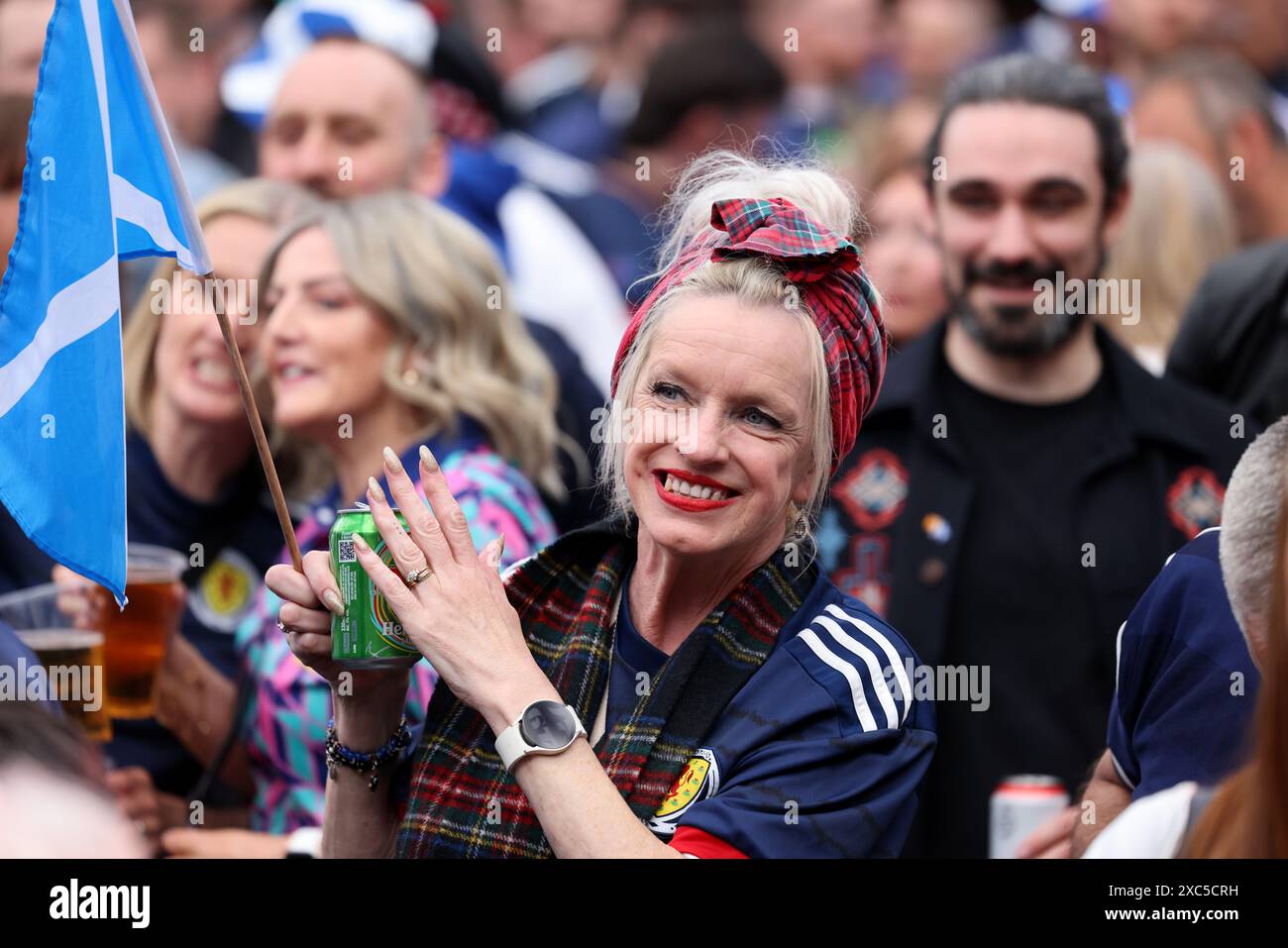 Scotland fans at the BAaD, Glasgow, before watching the UEFA Euro 2024 ...