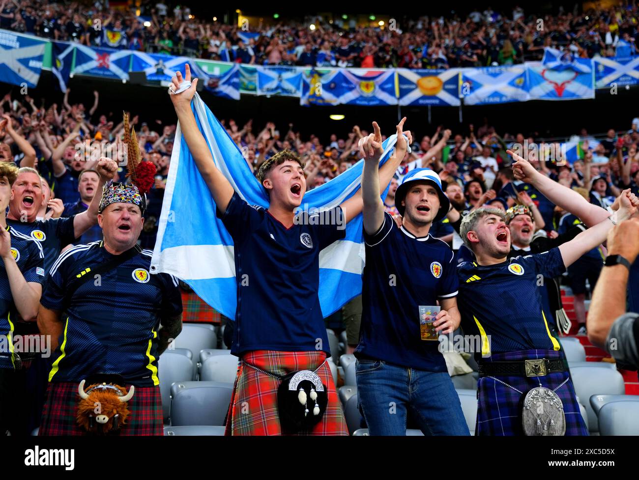 Scotland fans in the stands ahead of the UEFA Euro 2024 Group A match ...
