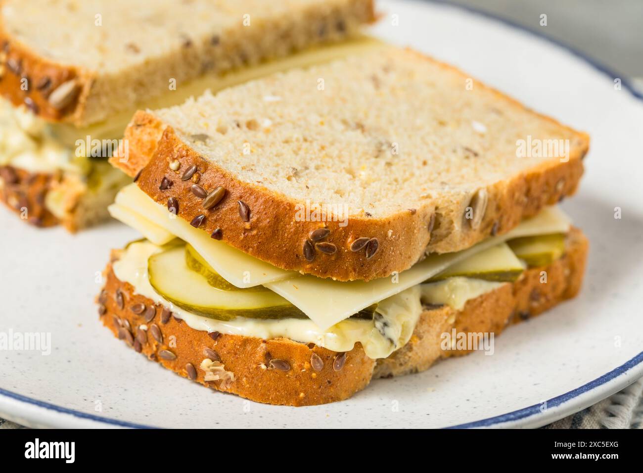 Homemade Creamy PIckle Sandwich with Mayo and Cheese Stock Photo - Alamy
