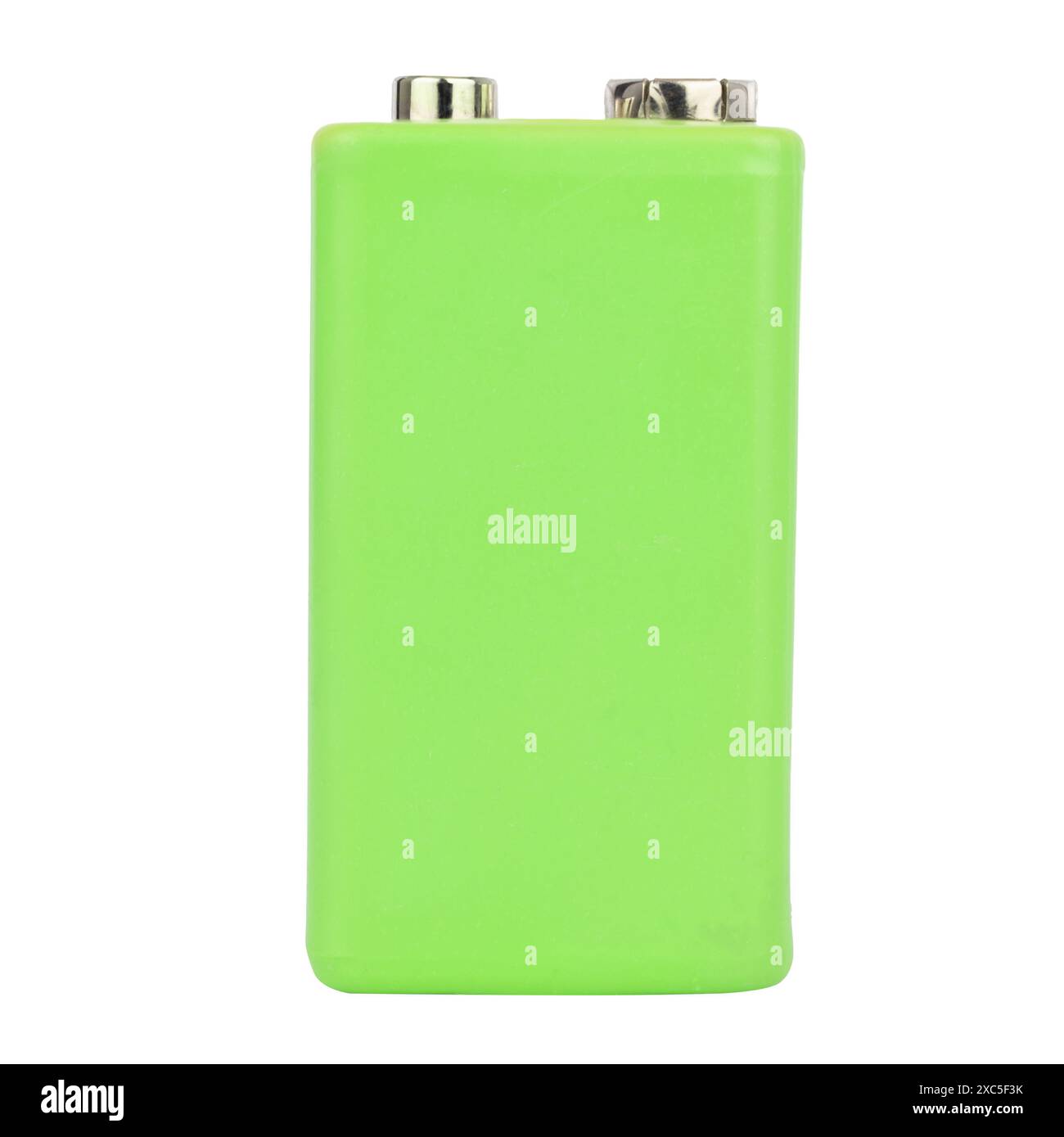 Green 9-Volt Battery Front View Stock Photo - Alamy