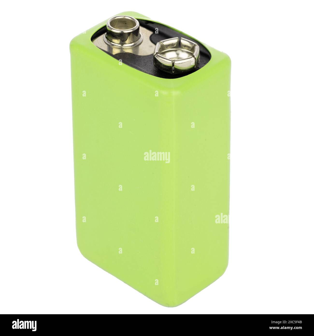 Green 9-Volt Battery, Isolated in white background Stock Photo - Alamy