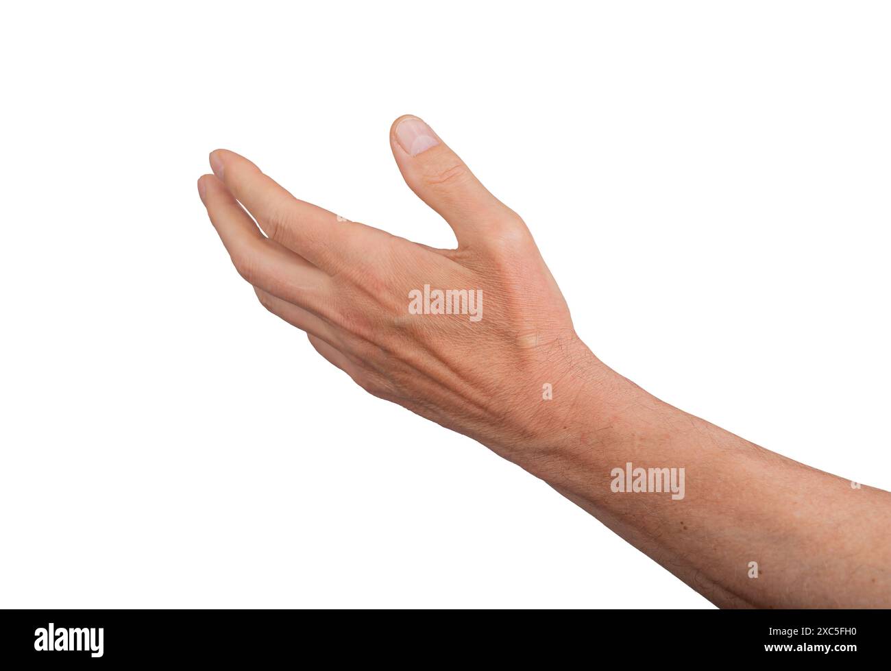 Hand palm open stretching reach outstretched. Empty out give hold white ...