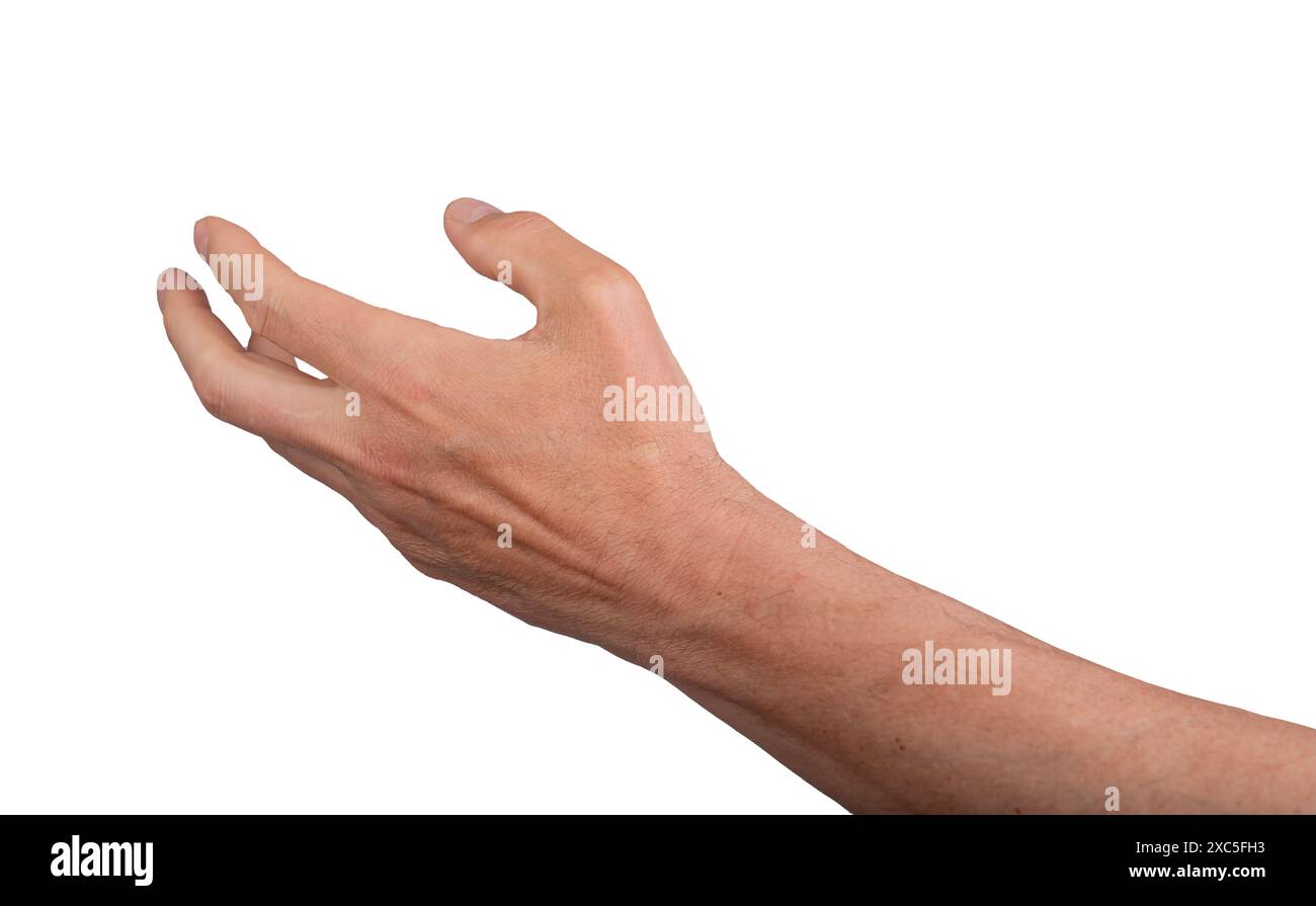 Hand open stretching reach outstretched isolated gesture. Empty out ...