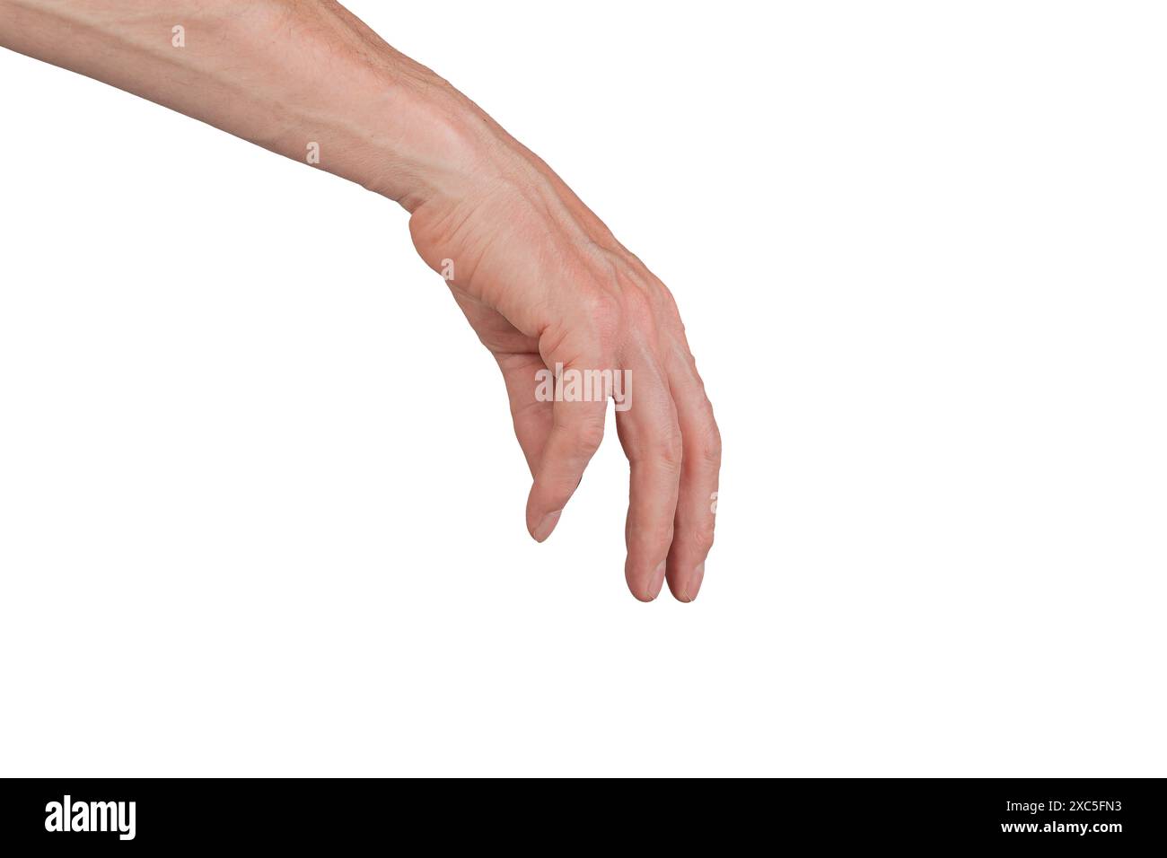 Hand gesture hanging fingers isolated arm dangling. Sign reaching skin ...