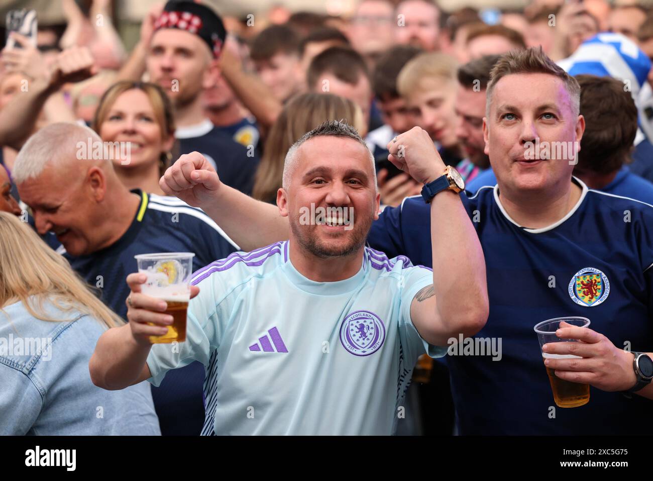 Scotland fans at the BAaD, Glasgow, before watching the UEFA Euro 2024 ...