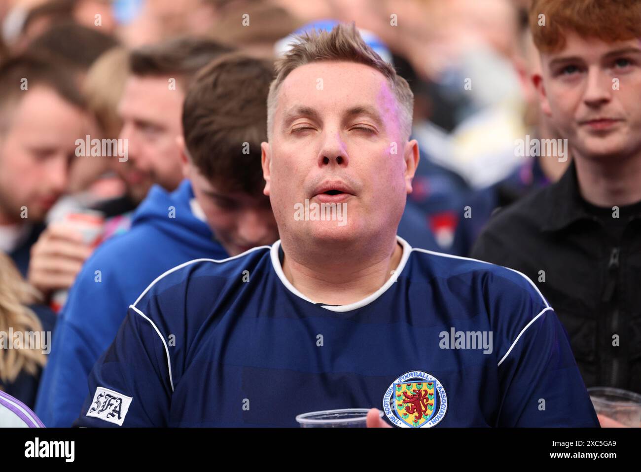 Scotland fans at the BAaD, Glasgow, before watching the UEFA Euro 2024 ...