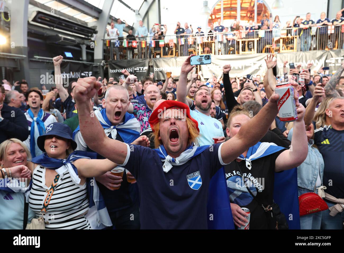 Scotland fans at the BAaD, Glasgow, before watching the UEFA Euro 2024 ...