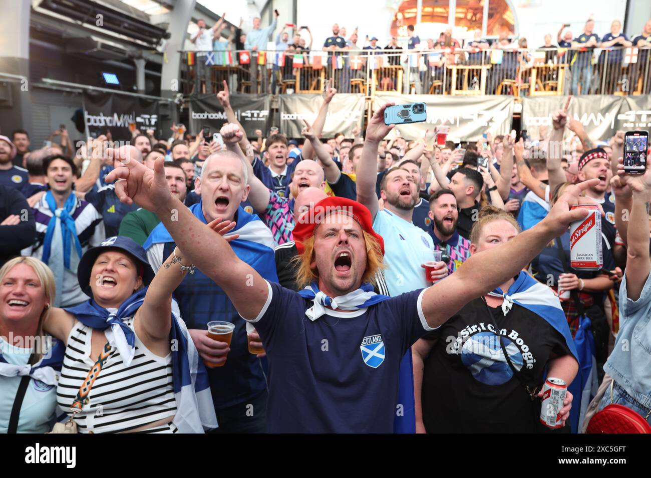 Scotland fans at the BAaD, Glasgow, before watching the UEFA Euro 2024 ...
