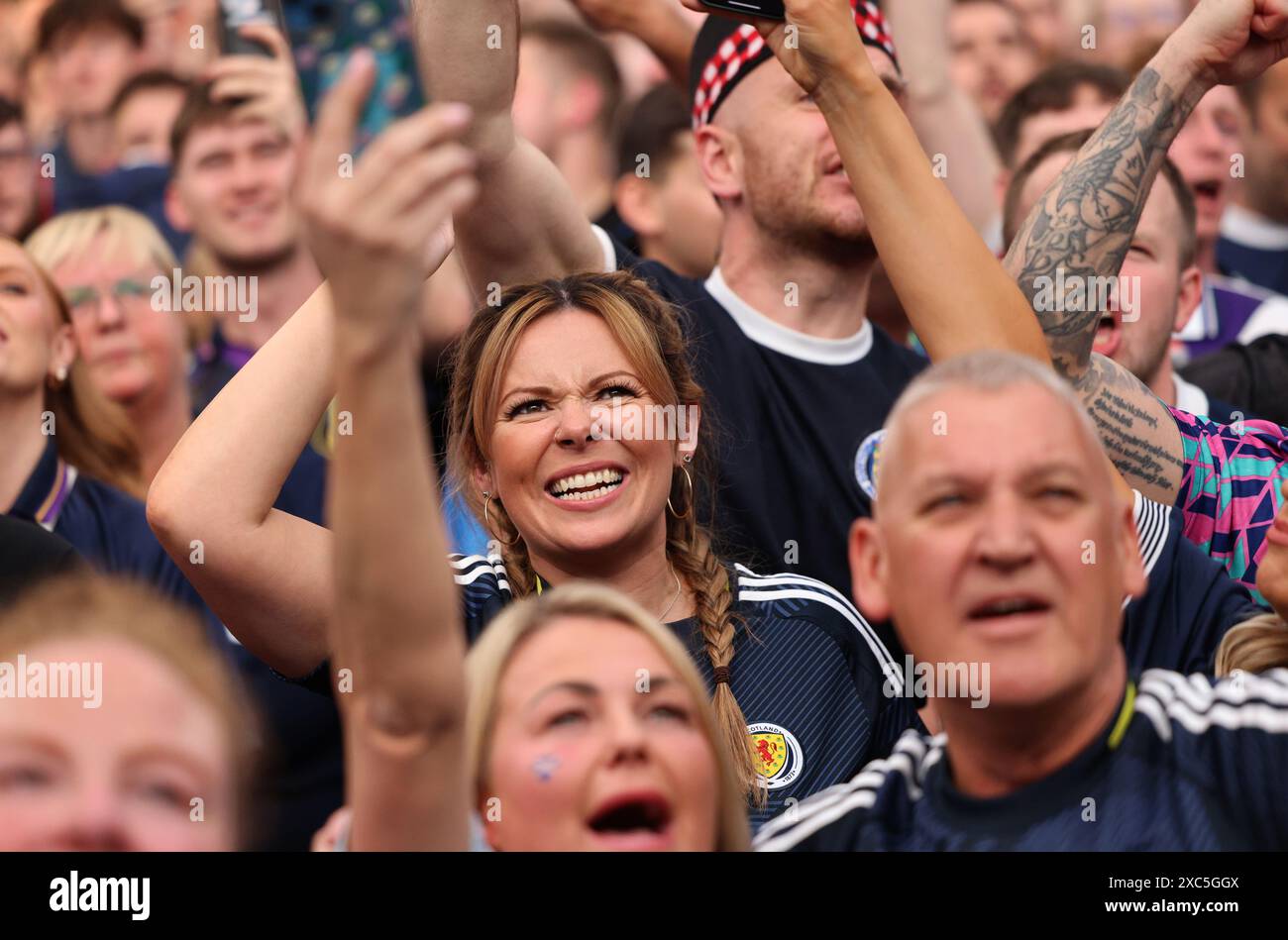 Scotland fans at the BAaD, Glasgow, before watching the UEFA Euro 2024 ...