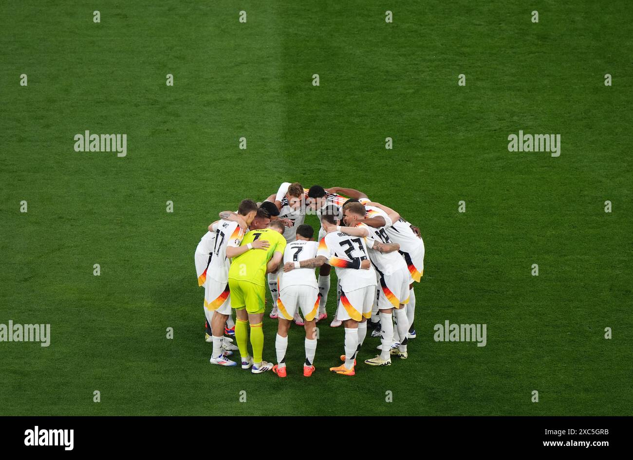The Germany team in a group huddle before the UEFA Euro 2024 Group A ...