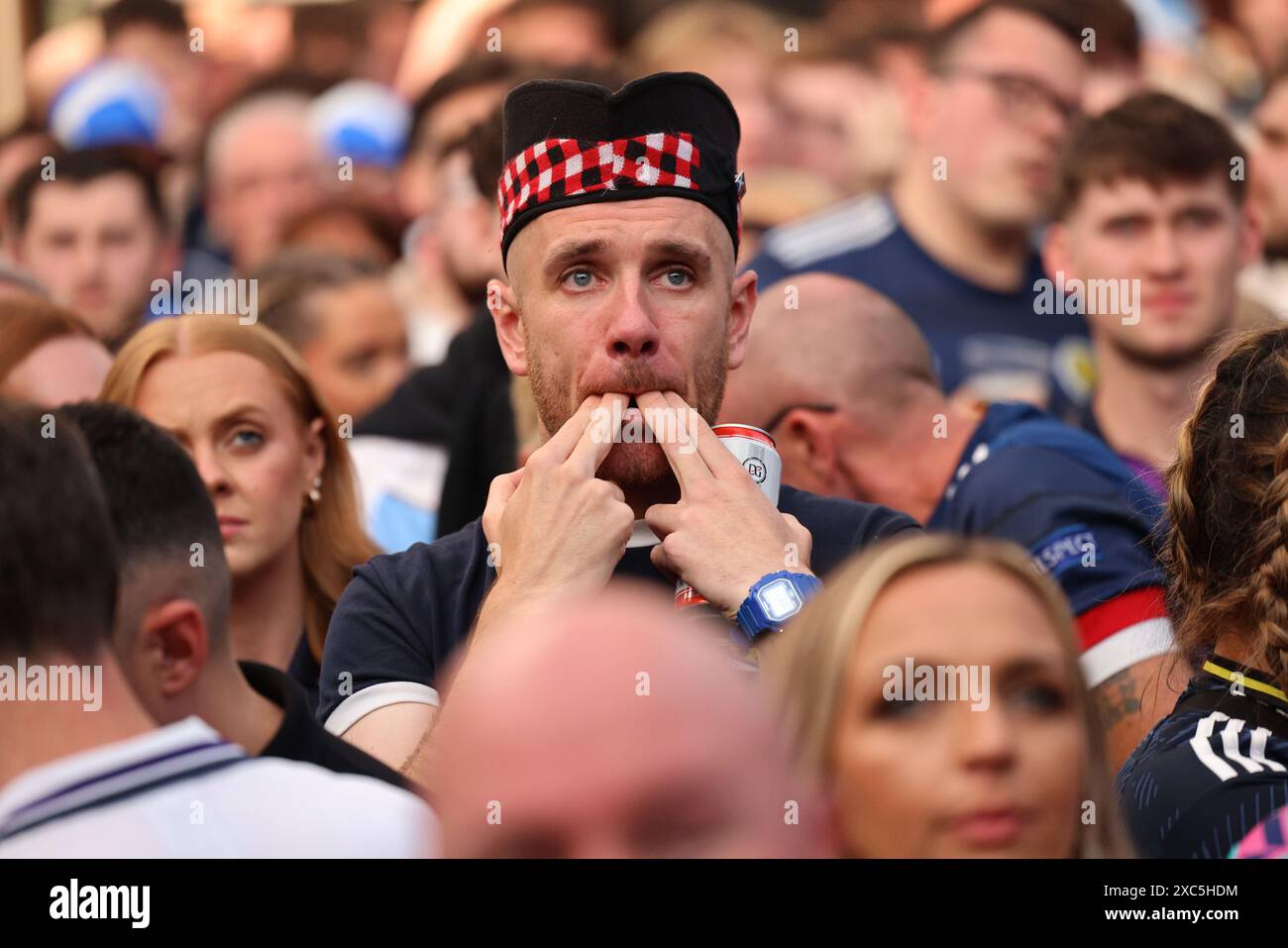 Scotland fans at the BAaD, Glasgow, watching the UEFA Euro 2024 Group A ...