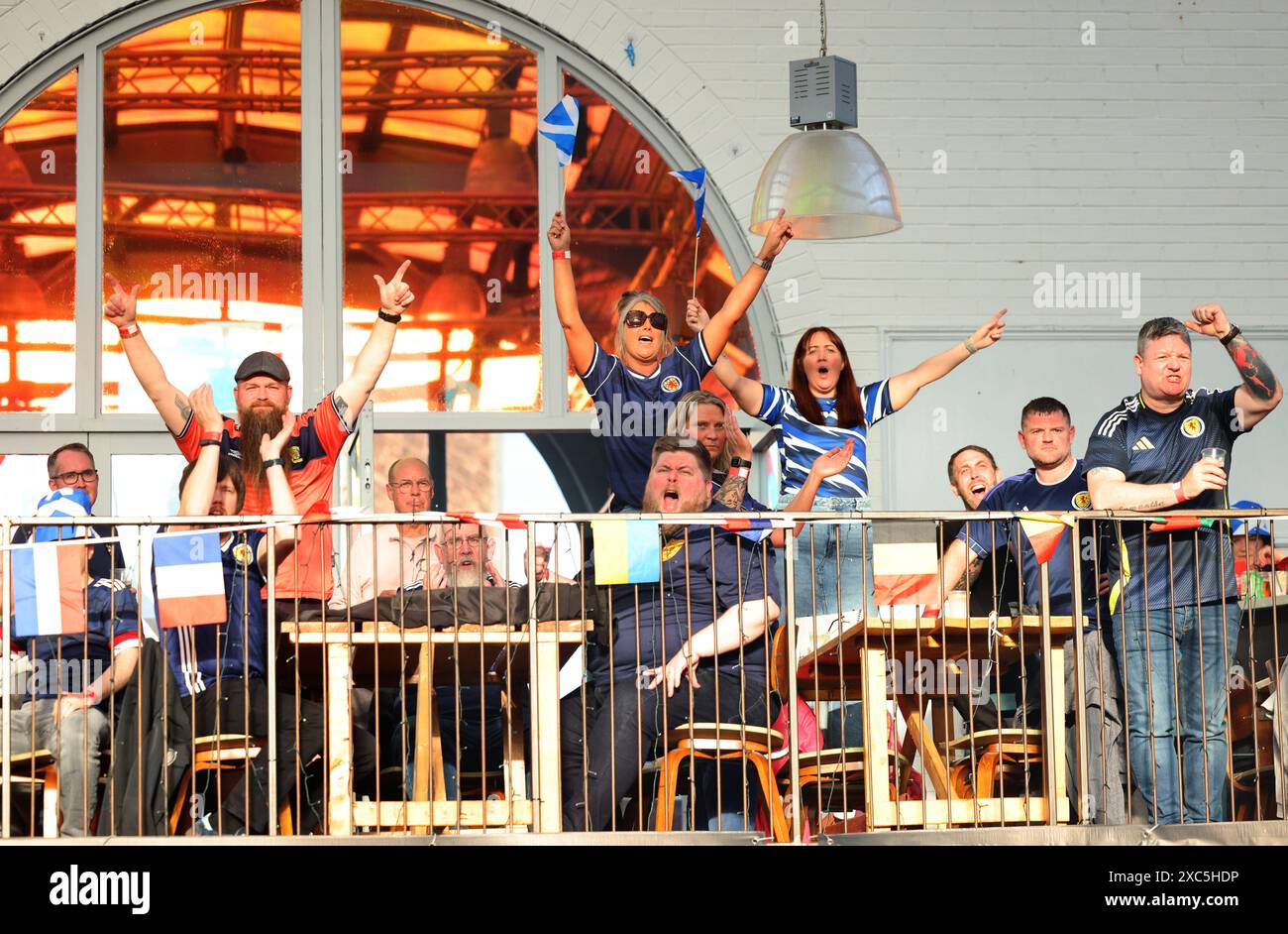 Scotland fans at the BAaD, Glasgow, watching the UEFA Euro 2024 Group A ...