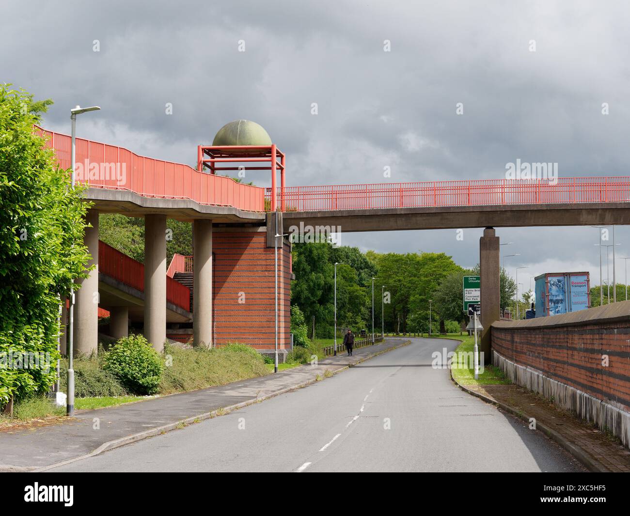 Raised walkway over the A50 road near Meir in Stoke on Trent ...
