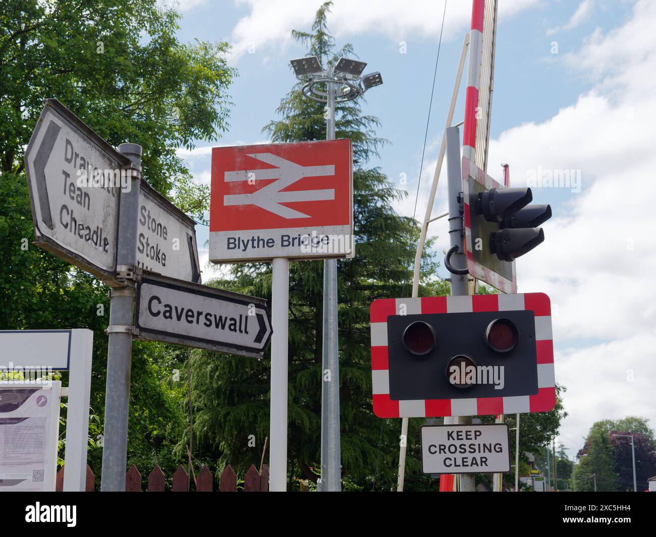 Road signs beside Blythe Bridge Railway Station, Stoke on Trent ...