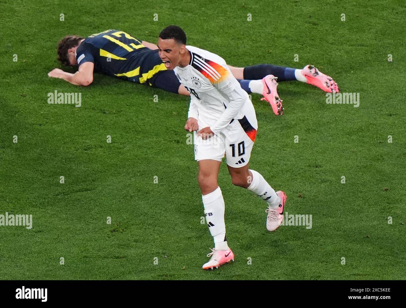 Germany's Jamal Musiala celebrates scoring their side's second goal of ...