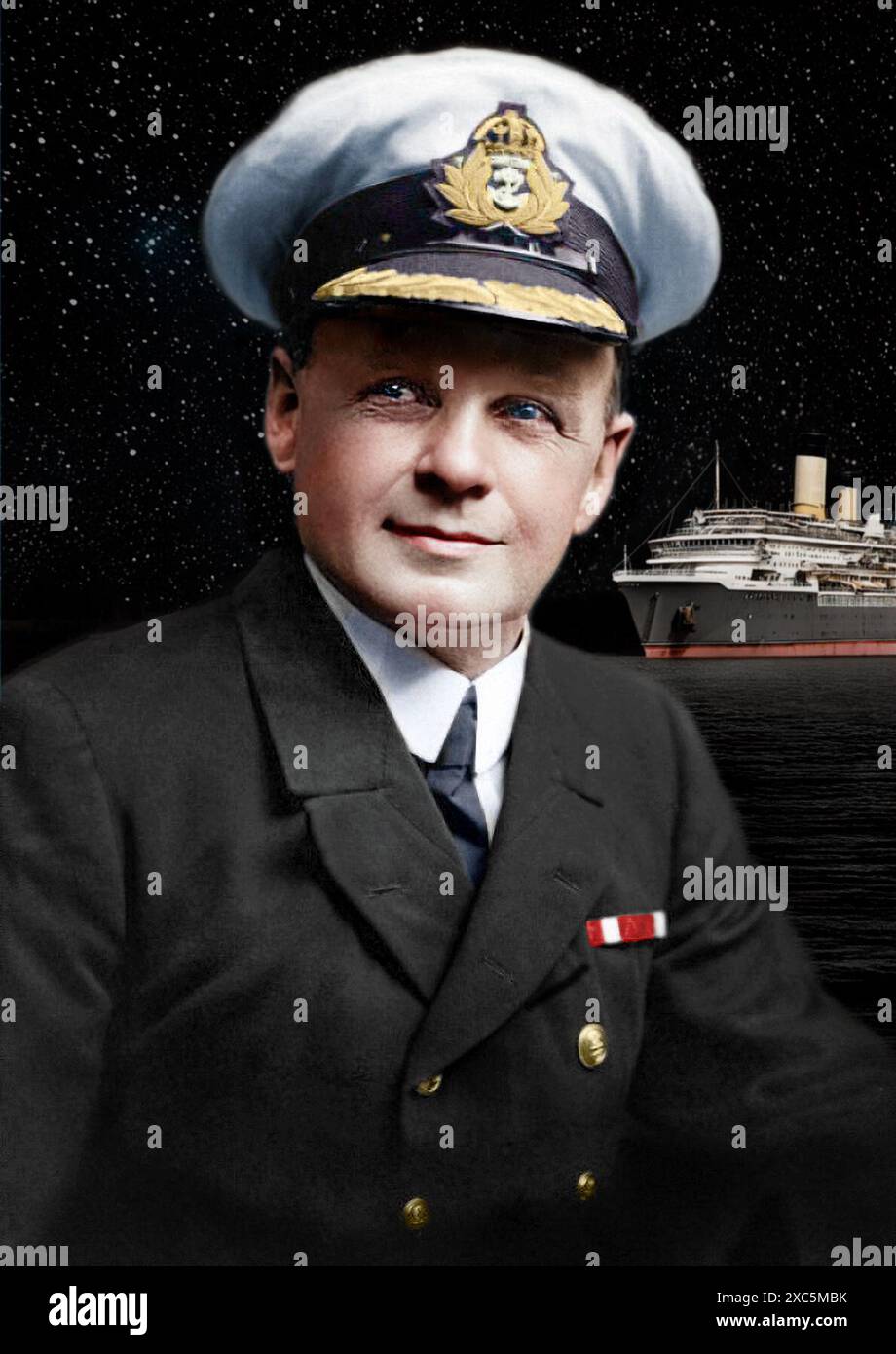 A distinguished naval officer in uniform poses confidently in front of ...