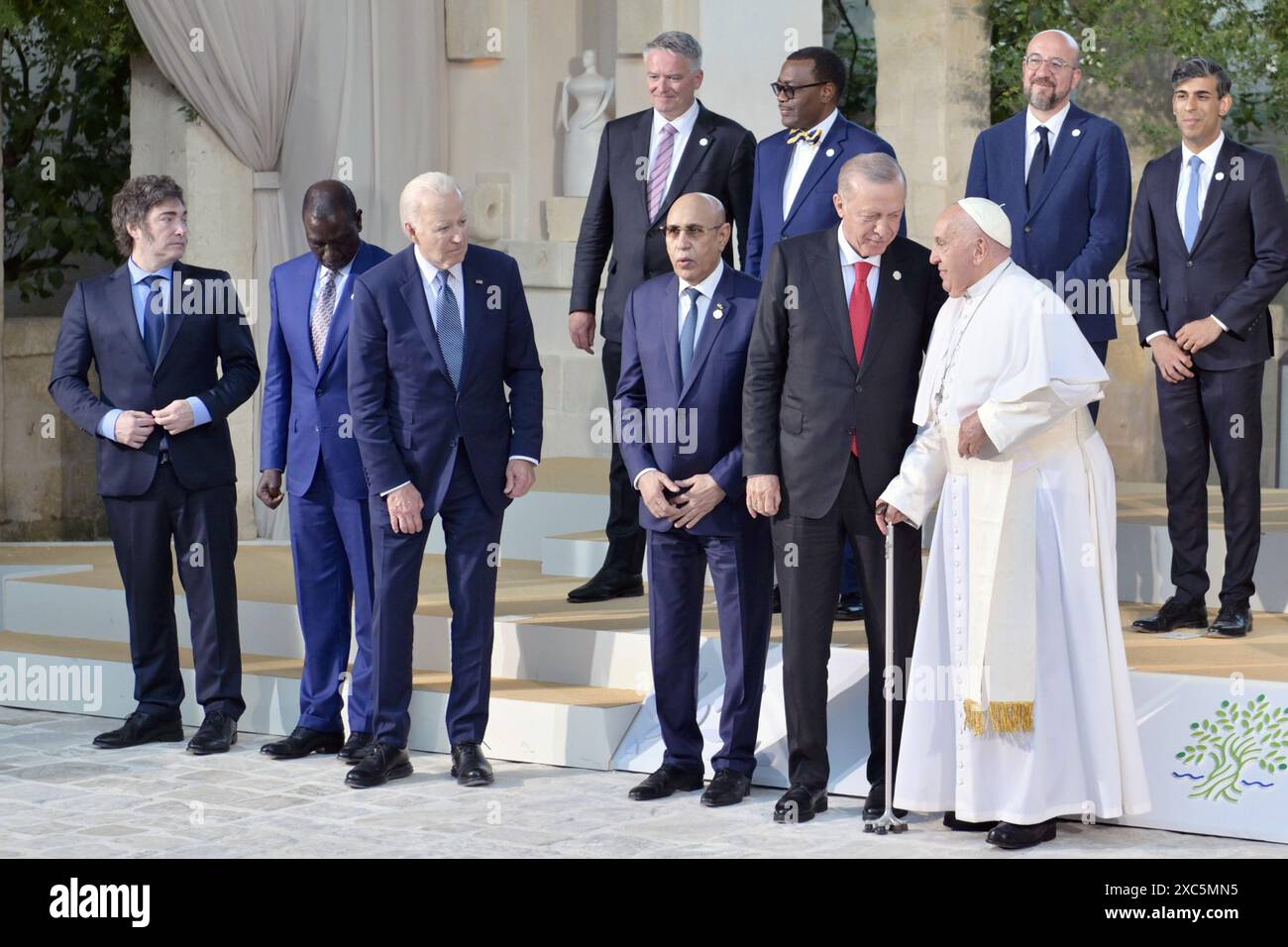 Turkish President Recep Tayyip Erdogan speaks with Pope Francis during ...