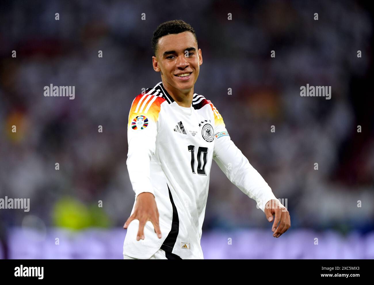 Germany's Jamal Musiala celebrates after scoring their side's second ...