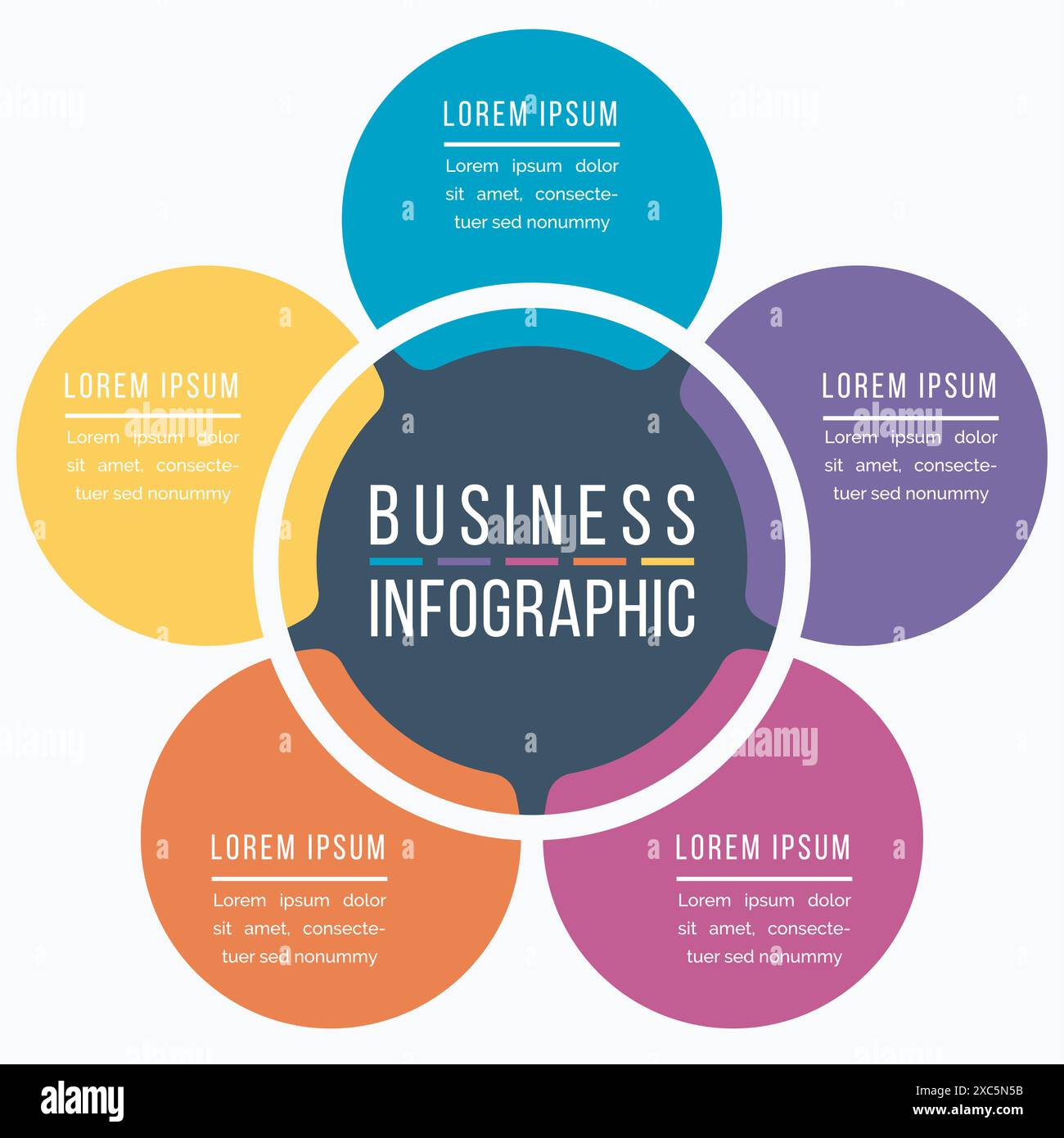 Circle Infographic design 5 steps, objects, options or elements ...