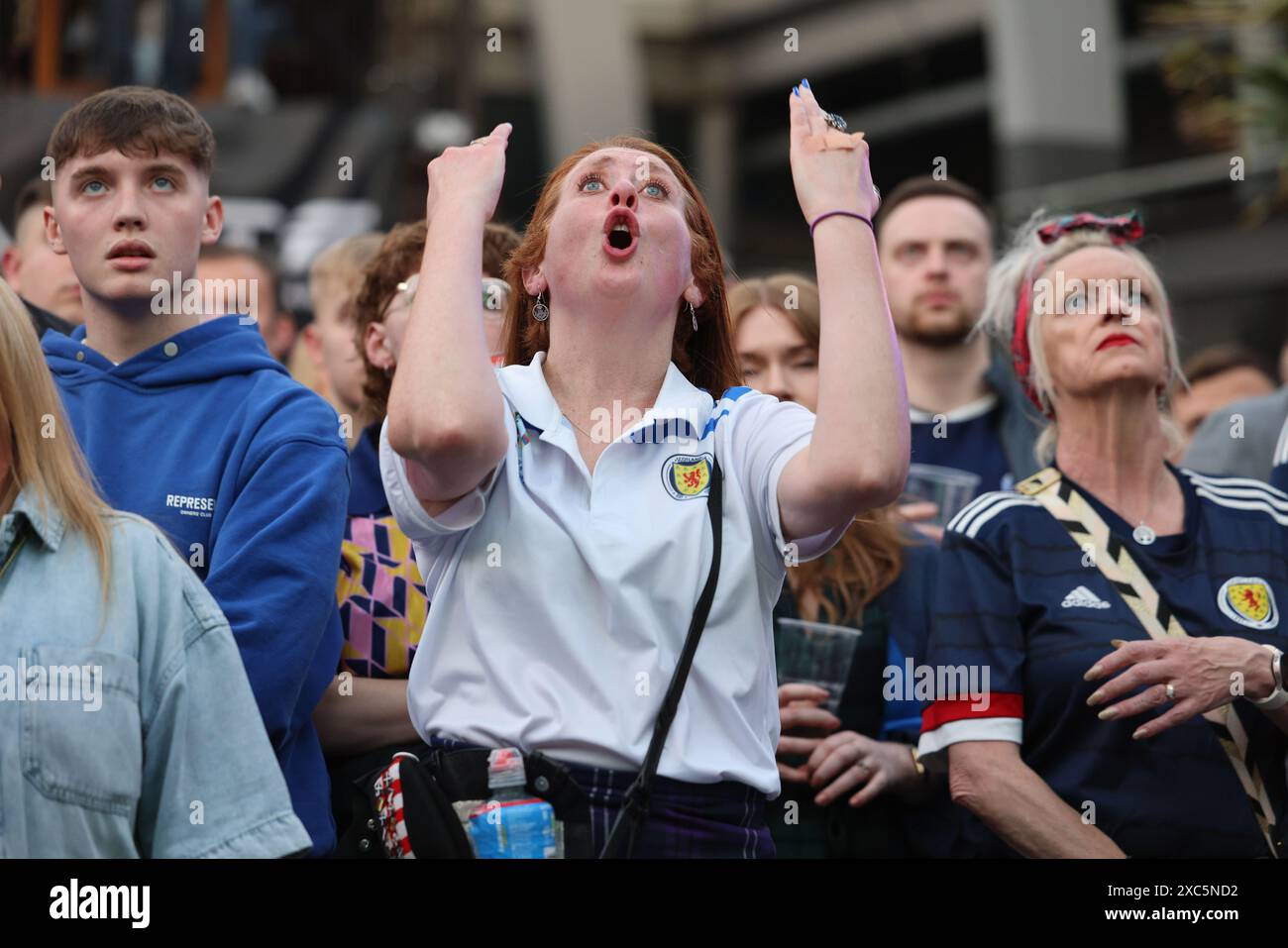 Scotland fans at the BAaD, Glasgow, watching the UEFA Euro 2024 Group A ...