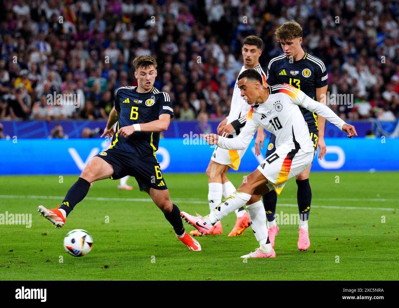 Germany's Jamal Musiala attempts a shot on goal during the UEFA Euro ...
