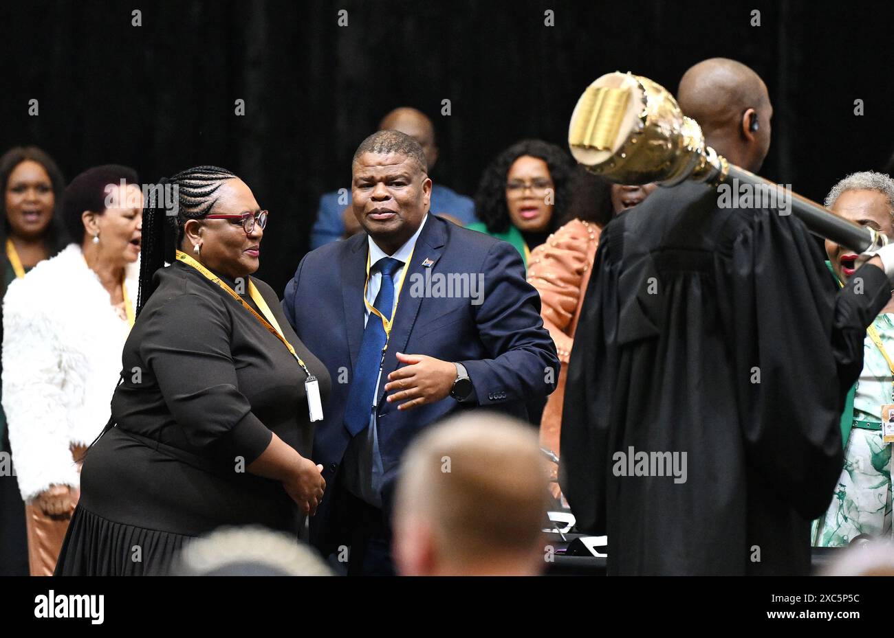 Cape Town, South Africa. 14th June, 2024. Thoko Didiza (L, Front) is ...