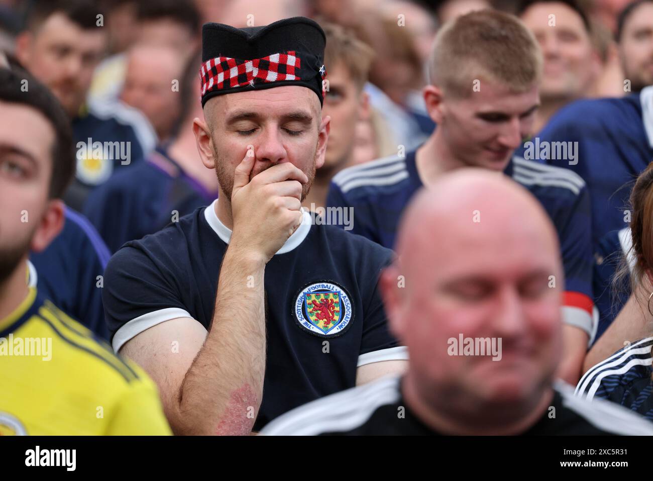 Scotland fan reacting at the BAaD, Glasgow, watching the UEFA Euro 2024 ...