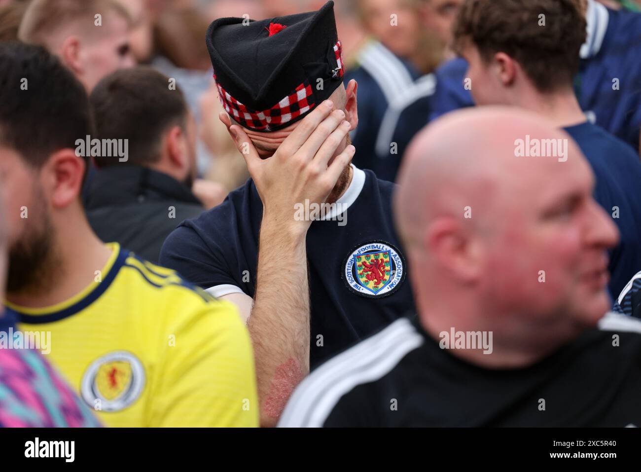 Scotland fan reacting at the BAaD, Glasgow, watching the UEFA Euro 2024 ...