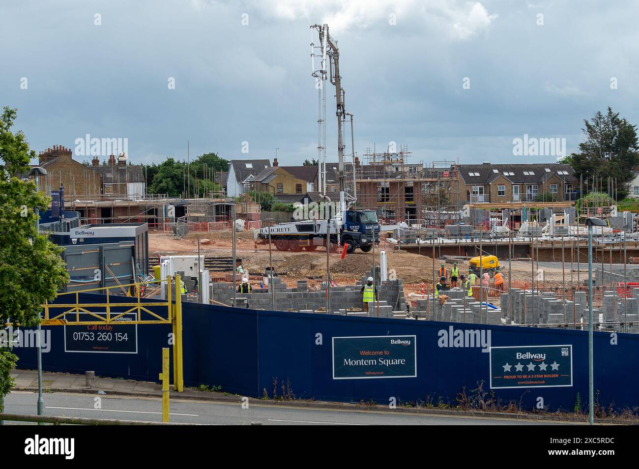 Slough, UK. 14th June, 2024. Bellway Homes have started construction on ...