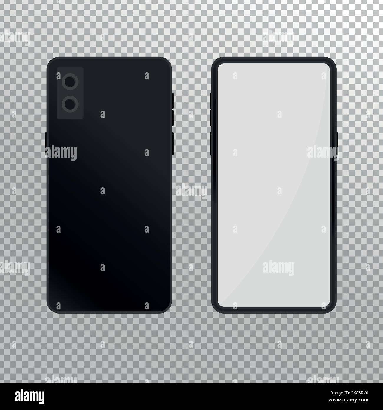 Smartphone mockup on transparent background. Front and back view ...