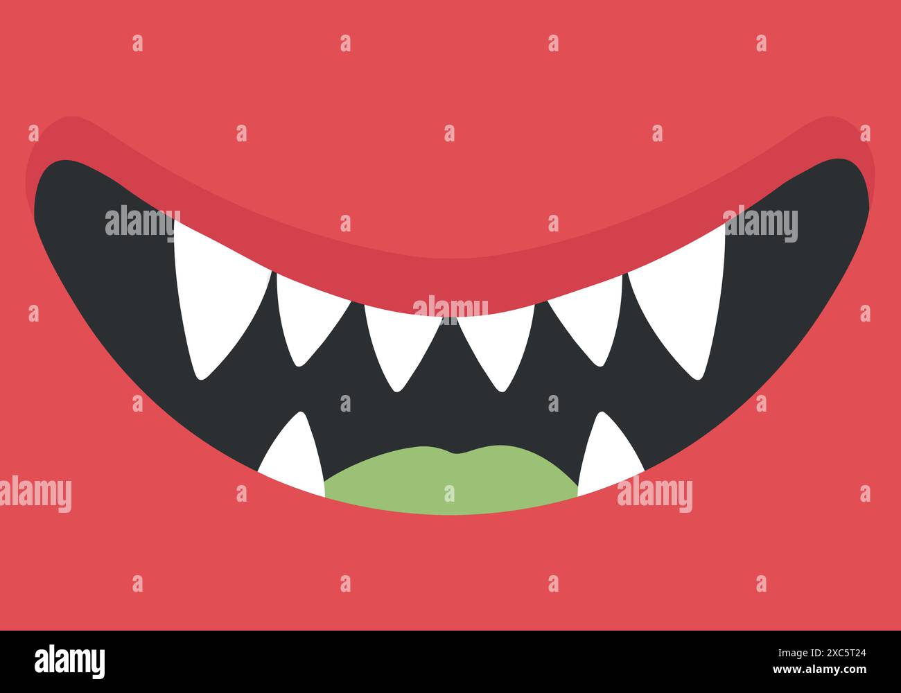 Cartoon smiling red monster mouth with fangs. Monsters teeth. Vector illustration Stock Vector ...
