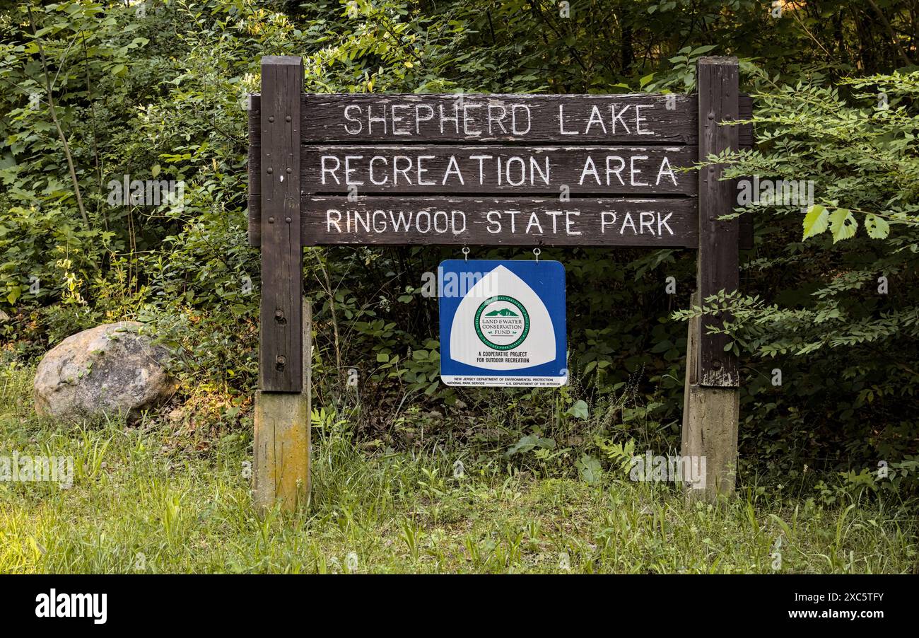 Ringwood, NJ - June 8, 2024: Shepherd Lake Recreation Area sign in ...