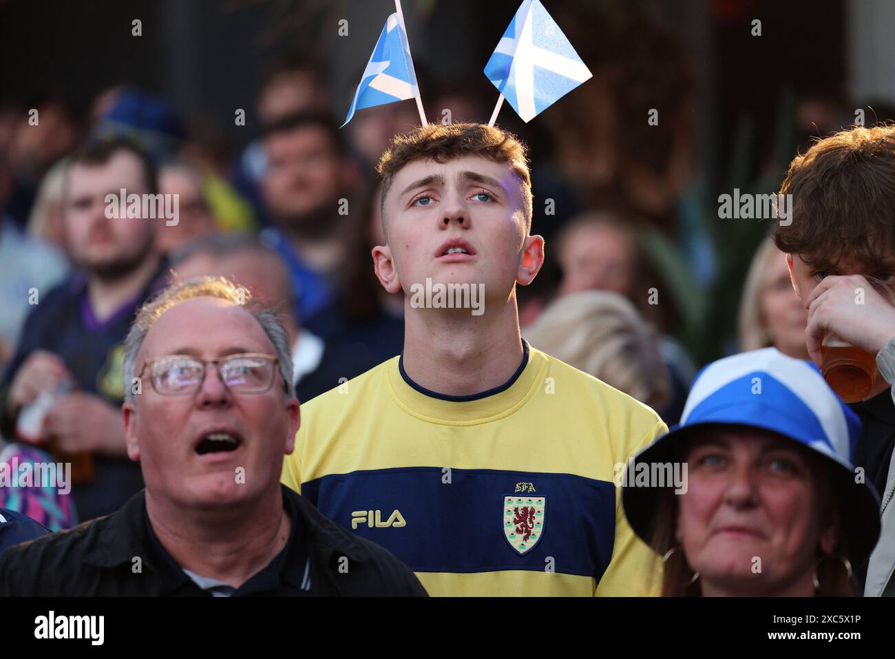 Scotland fans at the BAaD, Glasgow, watching the UEFA Euro 2024 Group A ...