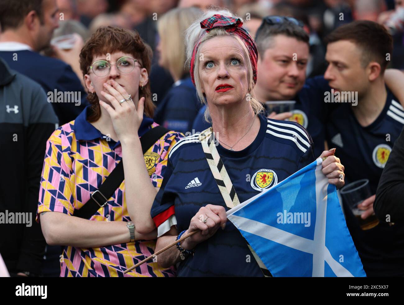 Scotland fans at the BAaD, Glasgow, watching the UEFA Euro 2024 Group A ...