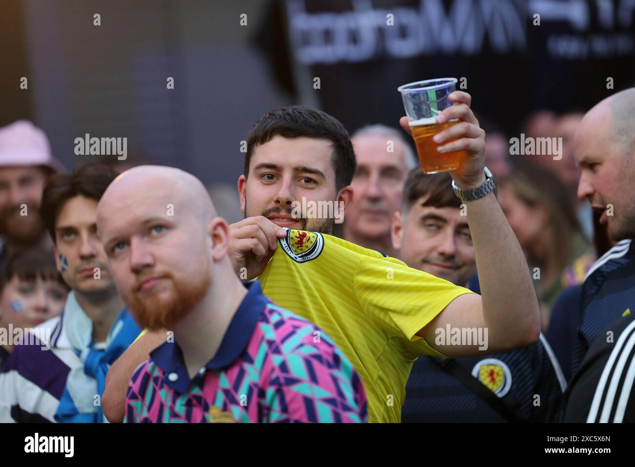 Scotland fans at the BAaD, Glasgow, watching the UEFA Euro 2024 Group A ...