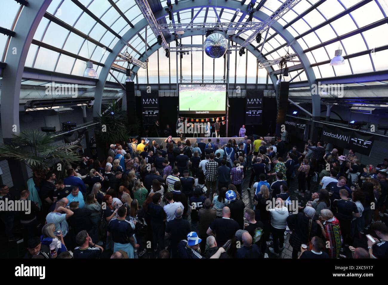 Scotland fans at the BAaD, Glasgow, watching the UEFA Euro 2024 Group A ...