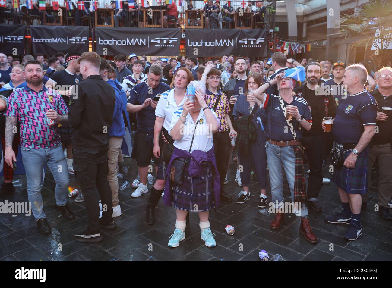 Scotland fans at the BAaD, Glasgow, watching the UEFA Euro 2024 Group A ...